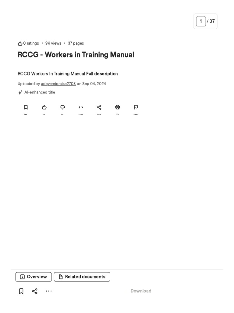 RCCG - Workers in Training Manual - PDF | PDF | Scribd