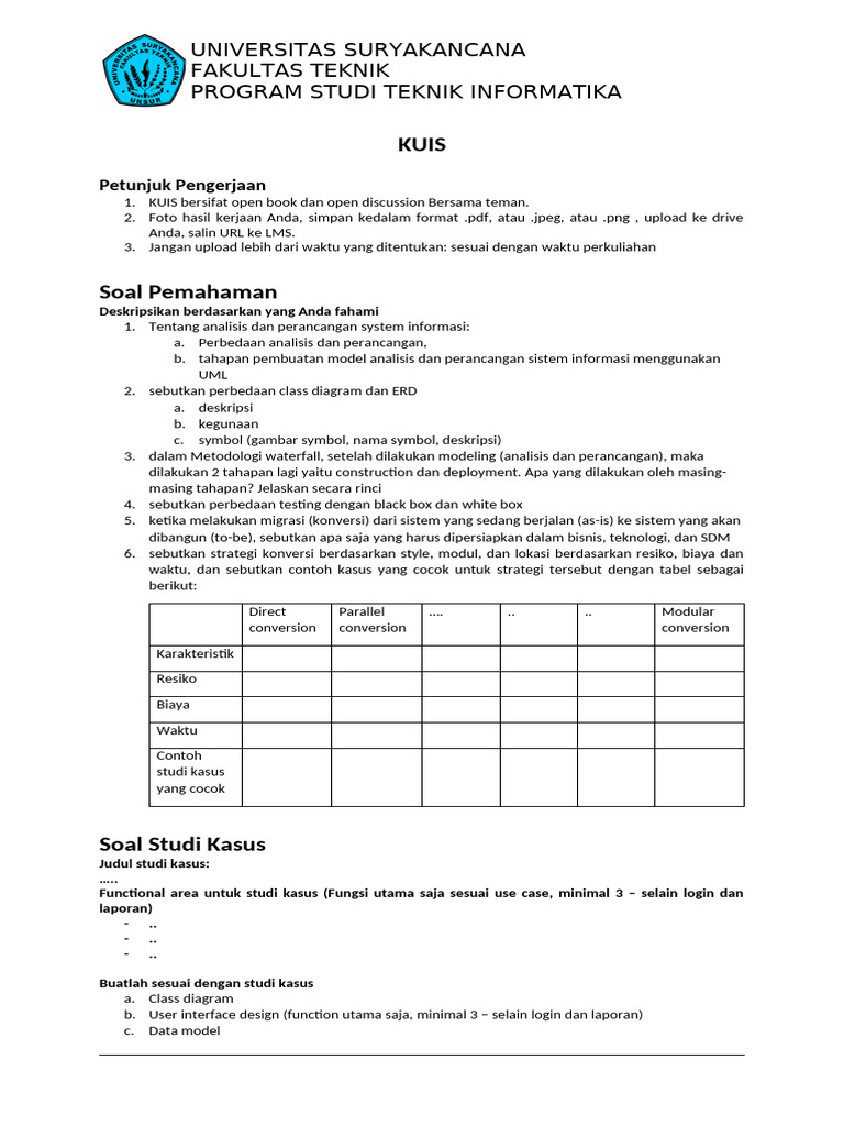 2024-2025 Kuis Apsi Pra Uas | PDF