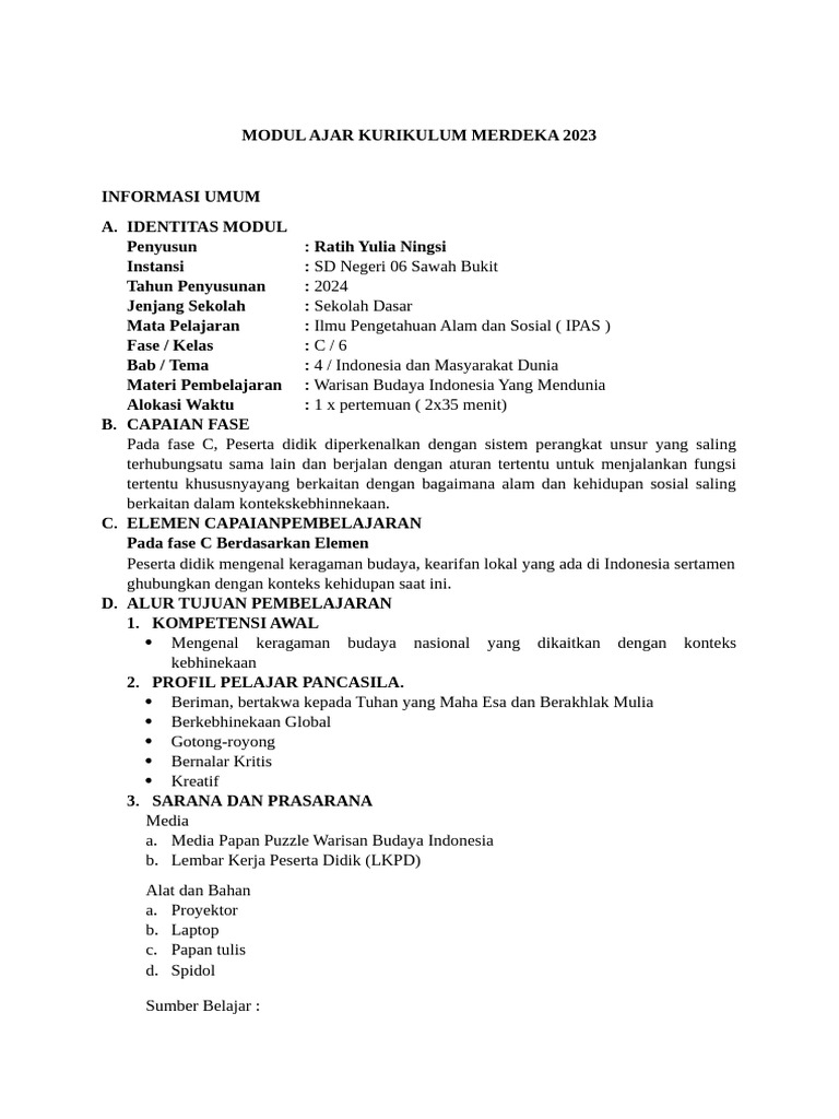 Modul Ajar IPS Ratih | PDF