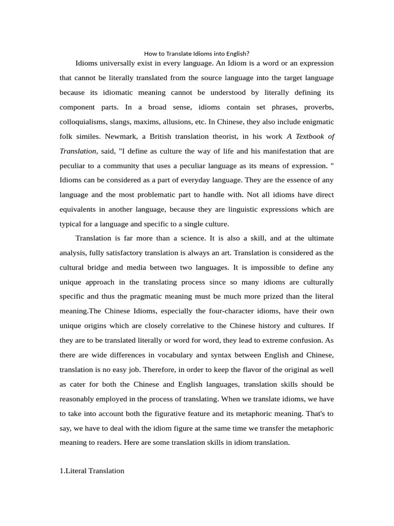 Translating Chinese Idioms Effectively | PDF | Idiom | Translations
