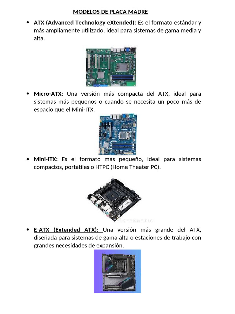 Modelos de Placa Madre | PDF | Computadoras personales | Hardware de la computadora