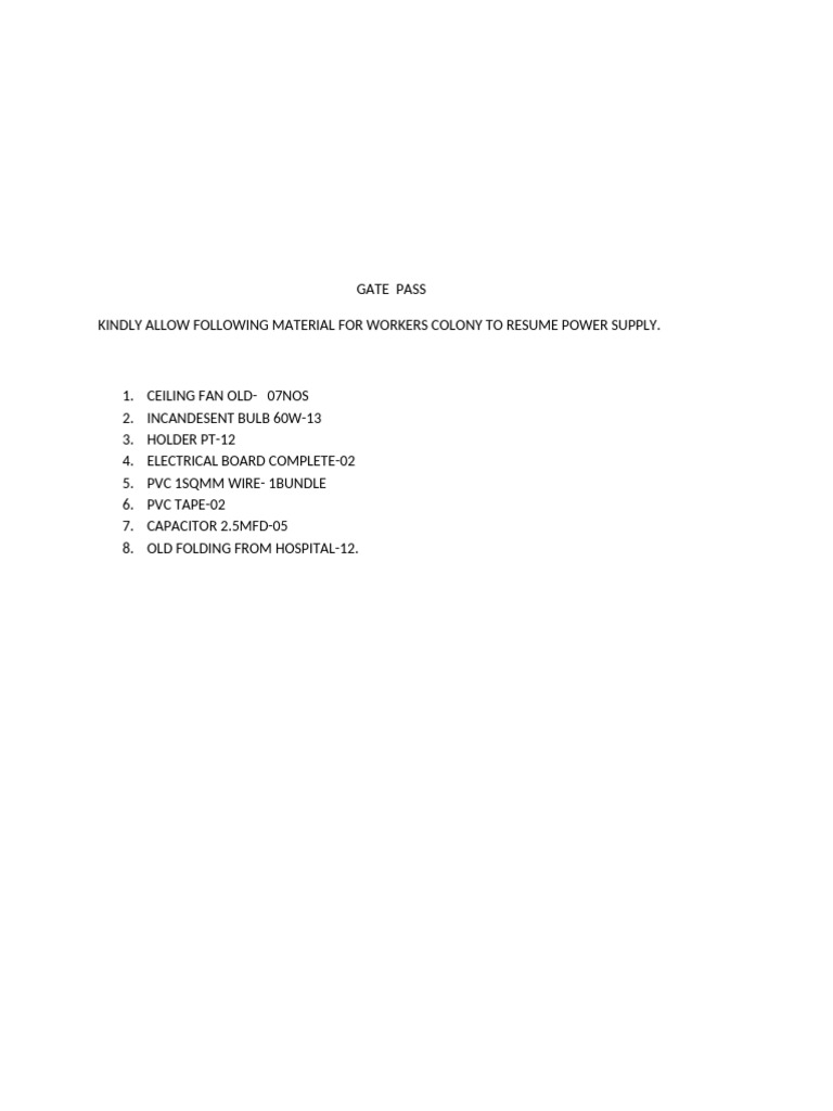 Gate Pass | PDF