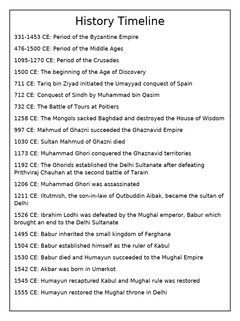 History Timeline Updated - Dignostic Assessment Preparation | PDF
