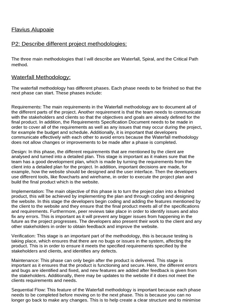 Flavius Alupoaie - Task 2 - P2, M1 | PDF | Software Development Process | Information Technology