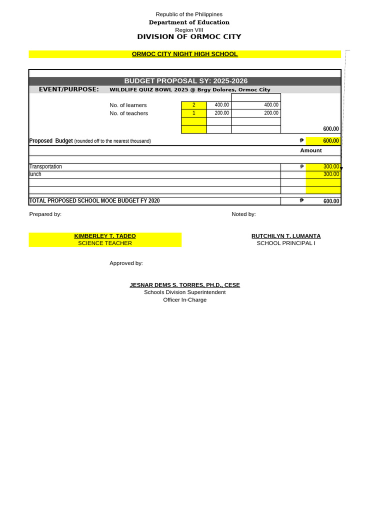 School MOOE Budget Proposal 2025-2026 | PDF | Service Industries