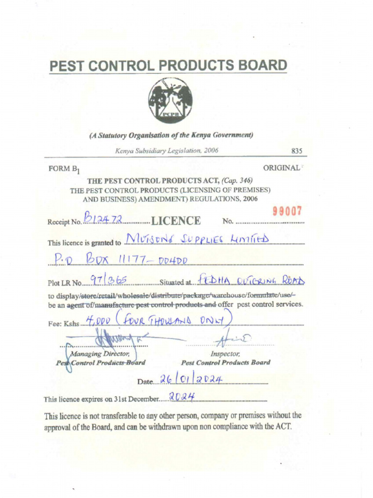 Pest Control Certificate | PDF