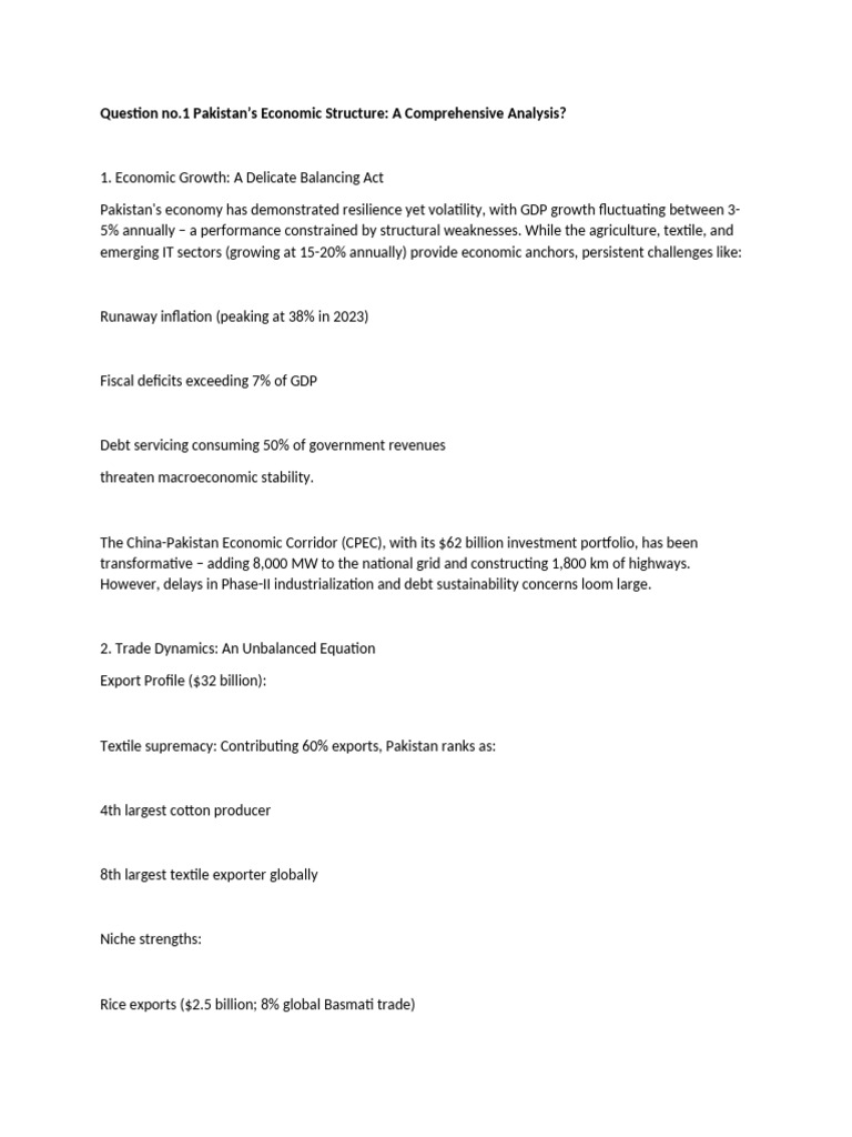 Pakistan's Economy Structure | PDF | Economies