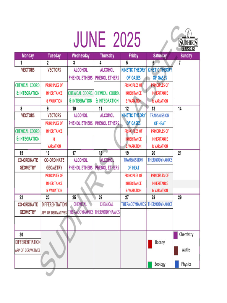 Lesson Planner - June 2025 | PDF | Heat | Chemical Kinetics