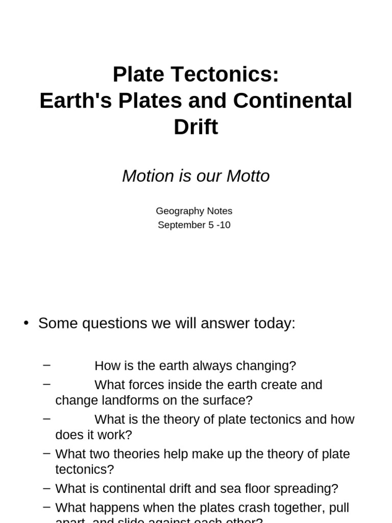 Plate Tectonics IGCSE Geography Grade 8 Notes | PDF | Plate Tectonics ...