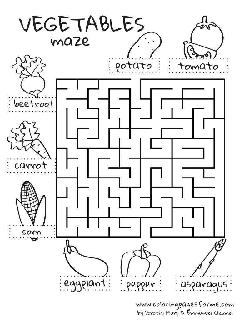 English Worksheets Vegetables Maze | PDF