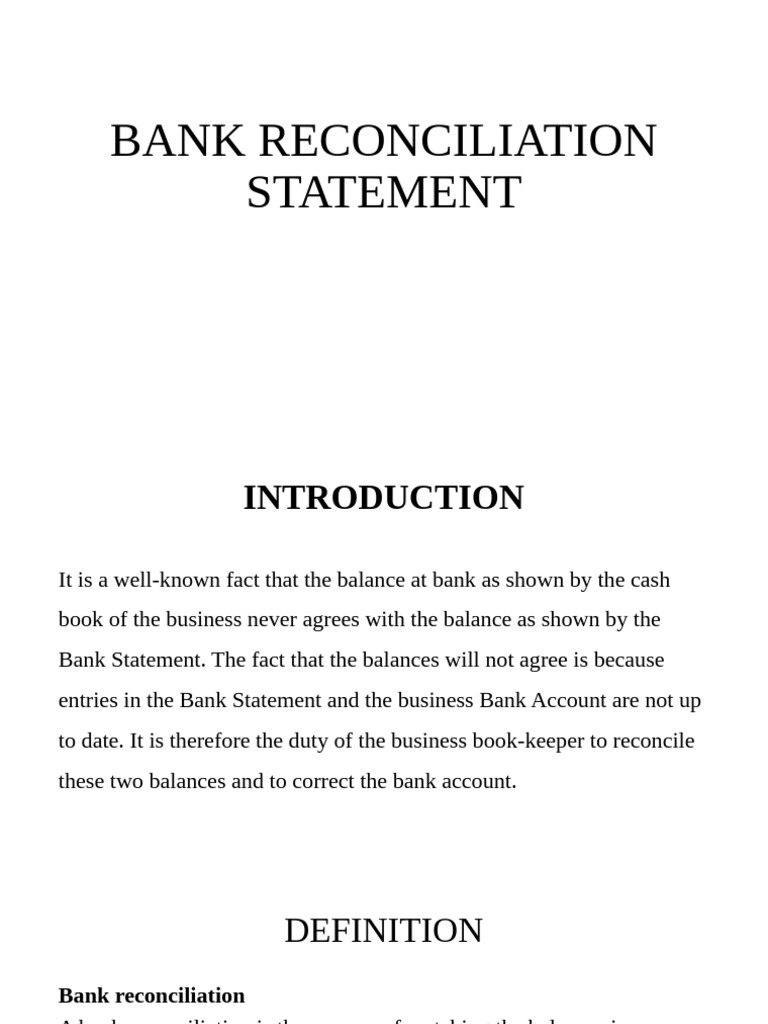 Bank Reconciliation Statement | PDF | Banks | Debits And Credits