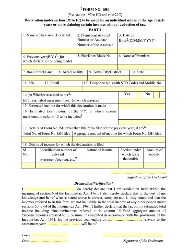 Form 15 H | PDF