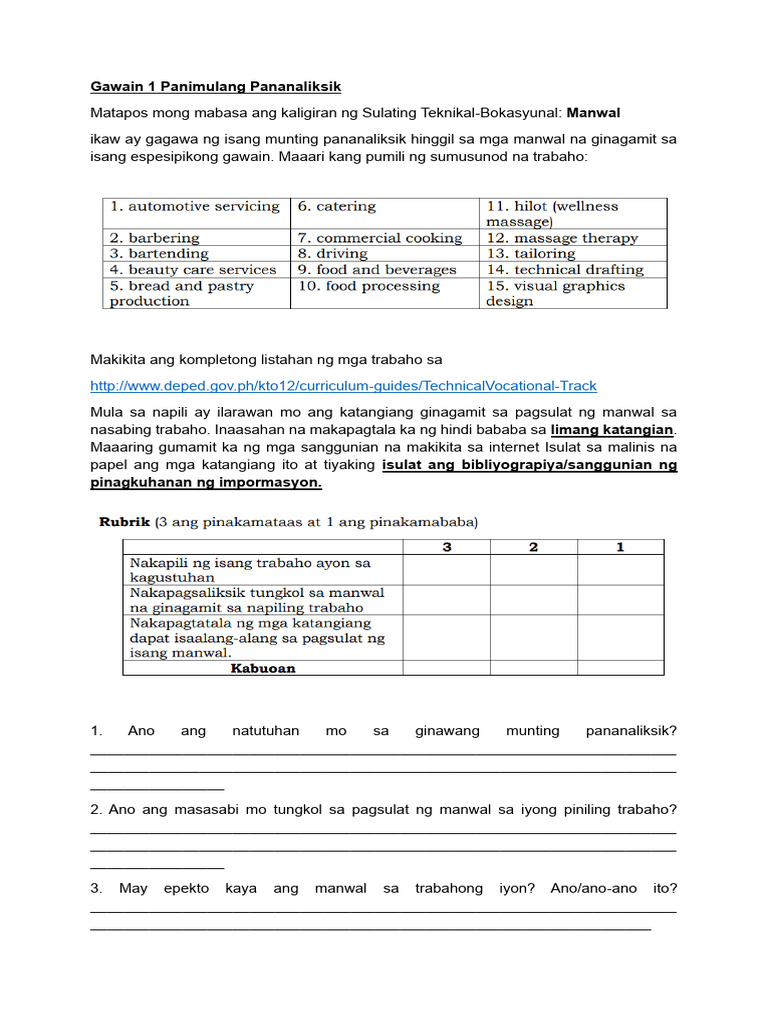 Manwal 1st Activity | PDF