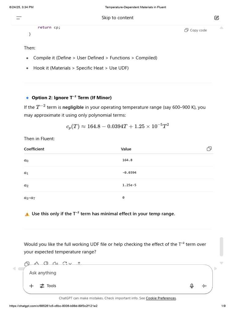 Temperature-Dependent UDF in Fluent | PDF