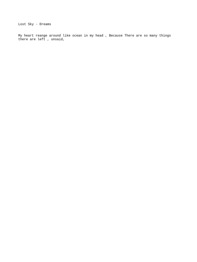 Lost Sky - Dreams Lyrics | PDF