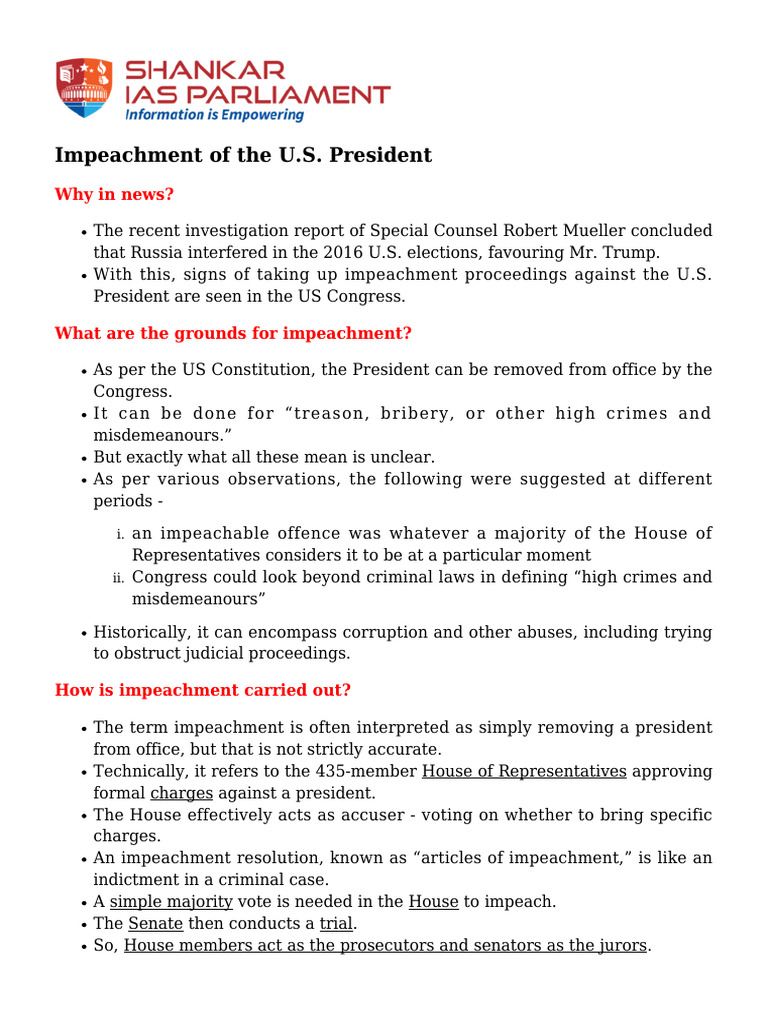 Impeachment Process Overview | PDF | United States Senate | United ...