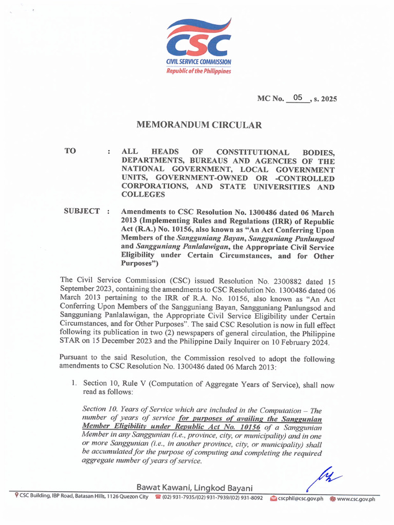 MC No. 05 S. 2025 | PDF