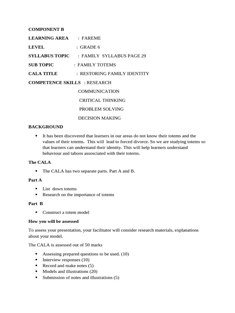 FAREME CALA Component B | PDF | Educational Technology | Learning