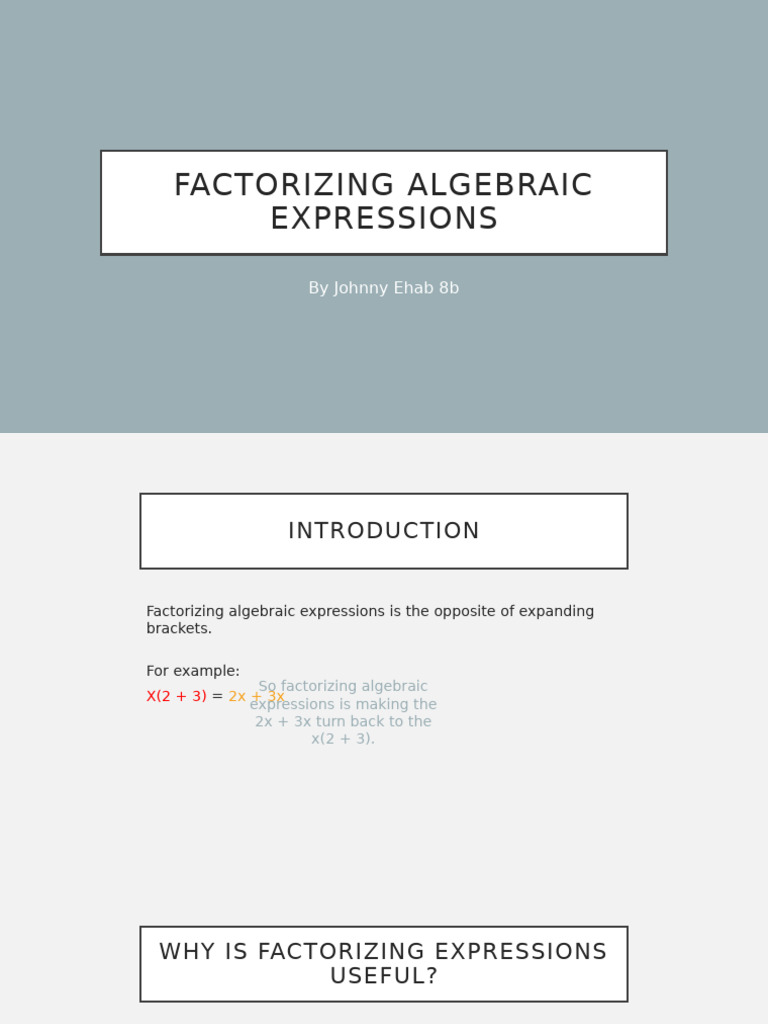 Factorizing Algebraic Expressions | PDF