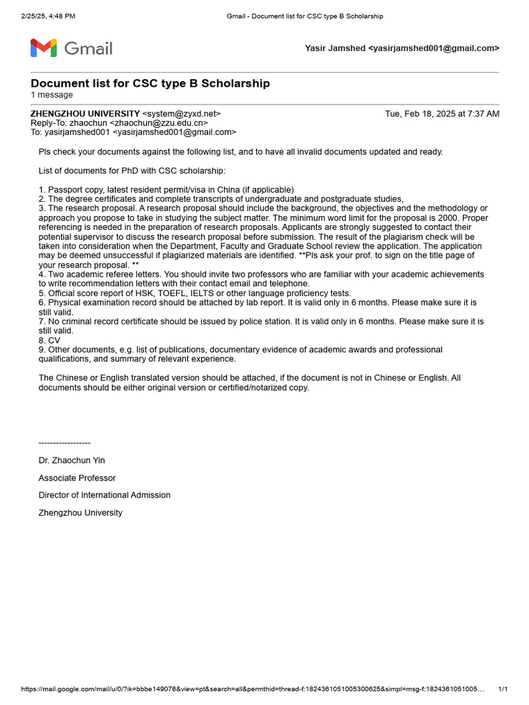 CSC Type B Scholarship Document List | PDF