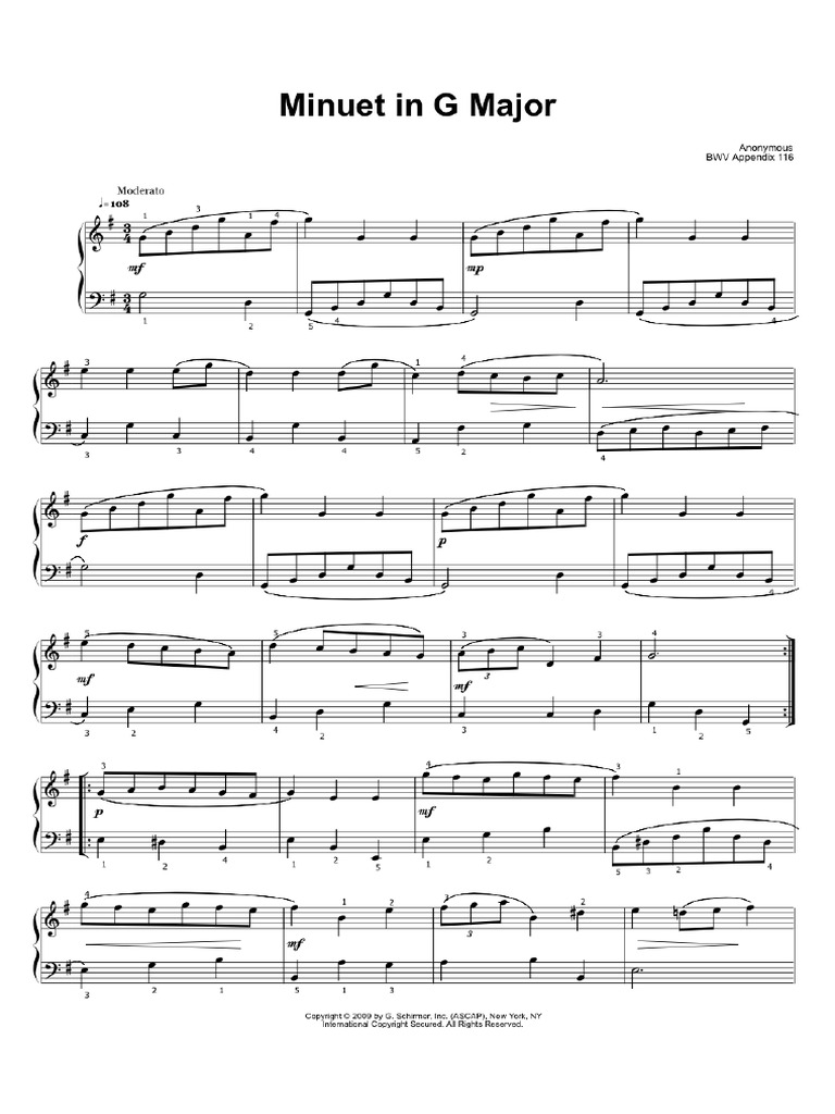 Bach - Minuet G Major | PDF