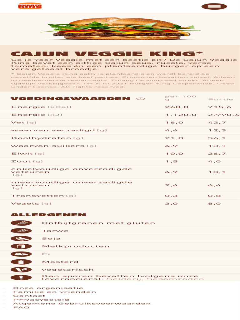 Cajun Veggie King - Burger King® | PDF