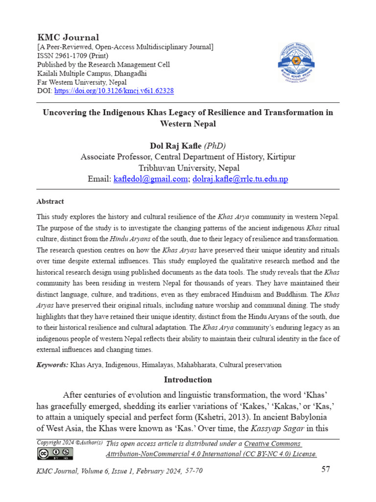 Uncovering The Indigenous Khas Legacy of Resilienc | PDF