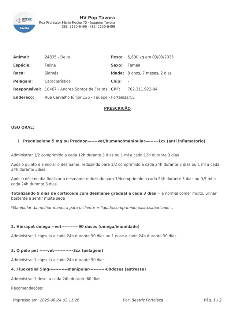 Receita - Deva - Andrea Santos de Freitas | PDF