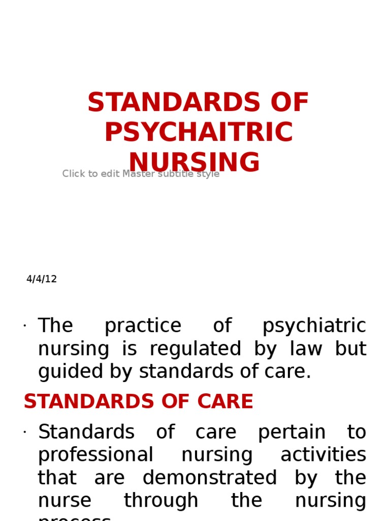 Standards of Psychiatric Nursing Care | PDF | Psychiatric And Mental ...