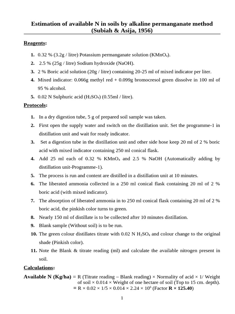 Soil Nutrient Estimation Methods | PDF | Materials | Chemistry