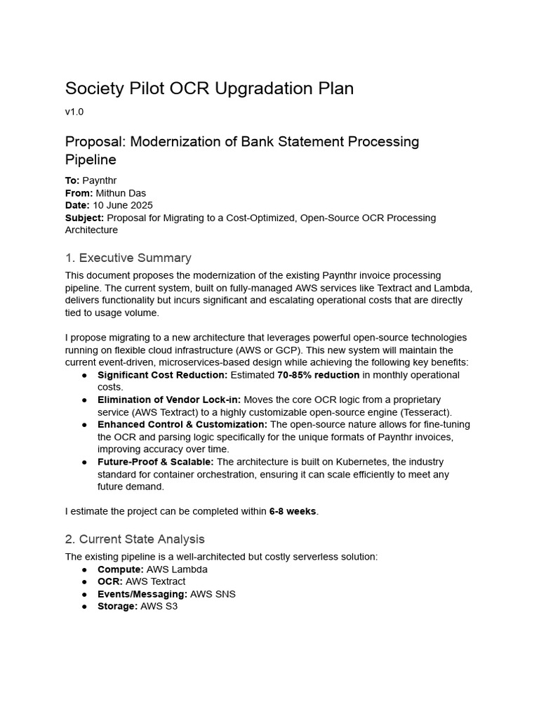 Society Pilot OCR Upgradation Plan - V1.0 | PDF | Amazon Web Services | Optical Character ...