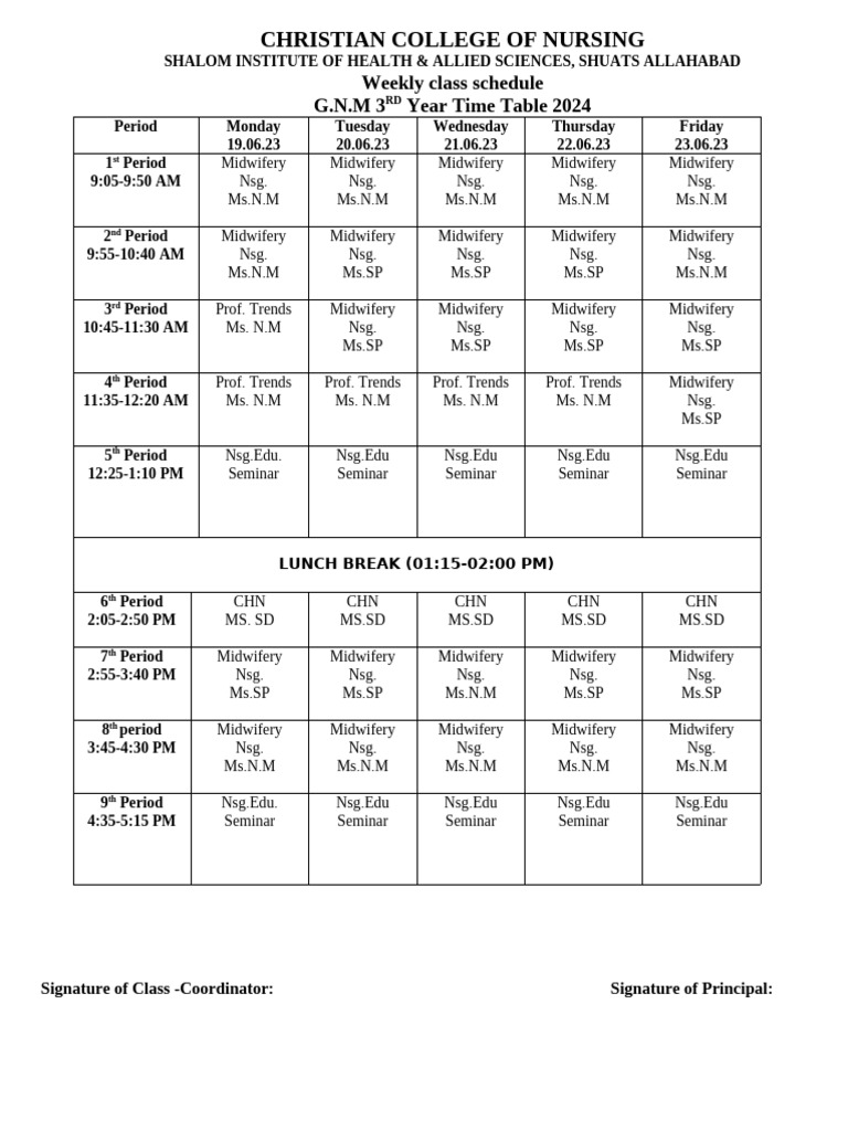 Time Table 3rd Year 2024 | PDF | Military Operations