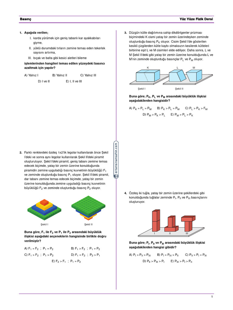 Ertan Sinan Sahin Basinc Ve Kaldirma Kuvveti Yuz Yuze Ders | PDF
