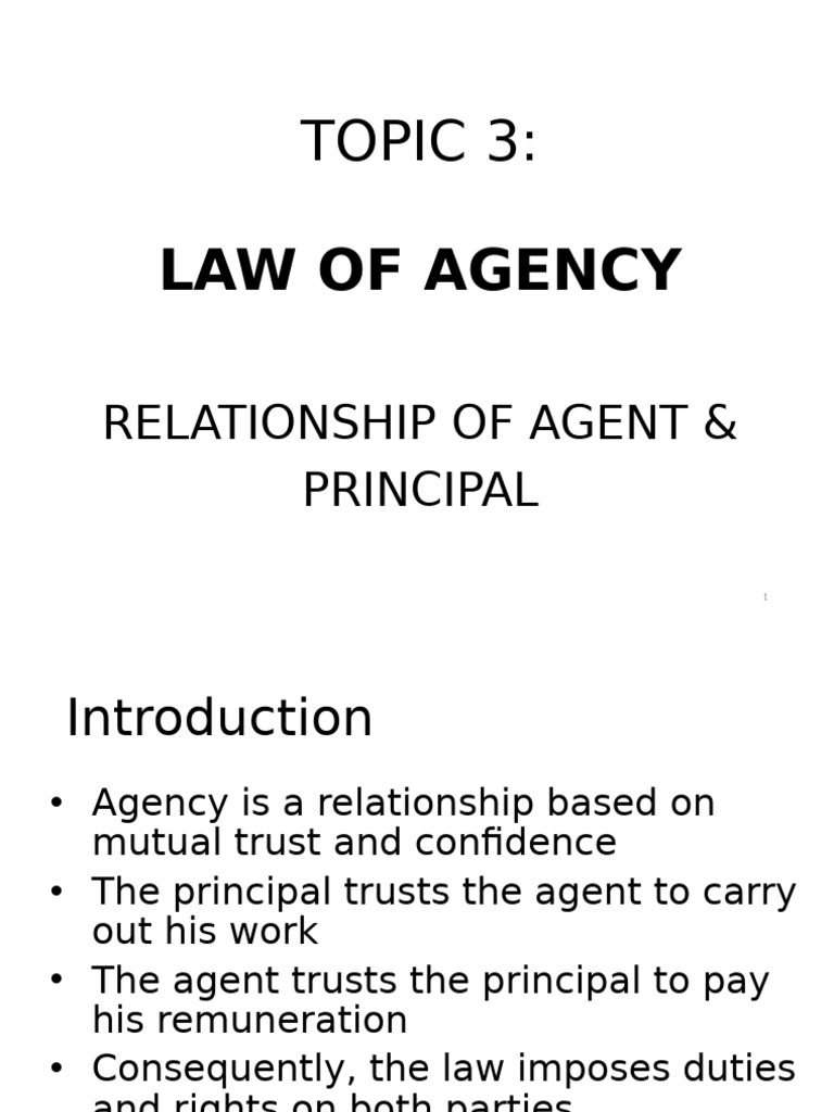 Relationship of Agent & Principal | PDF | Law Of Agency | Legal Liability