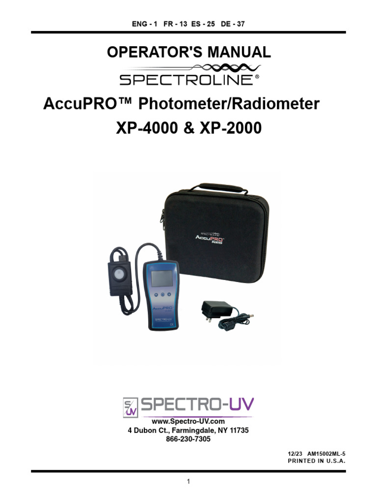 AccuPRO Photometer/Radiometer Manual | PDF | Ultraviolet | Diode