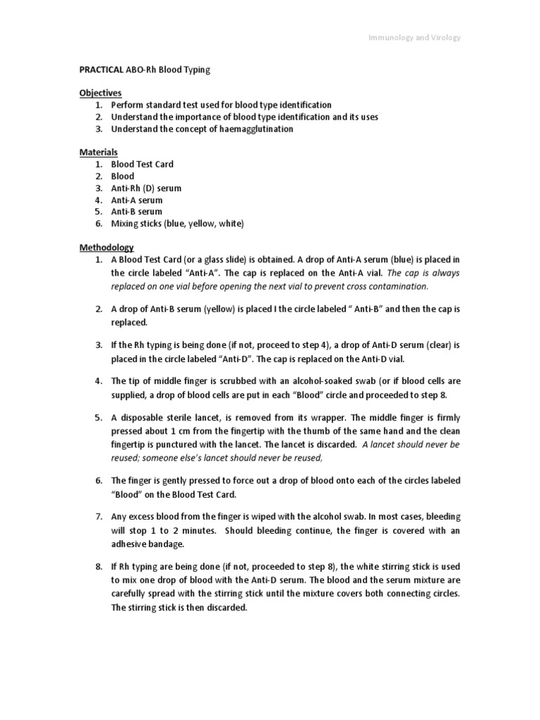 ABO-Rh Blood Typing | PDF | Blood Type | Red Blood Cell