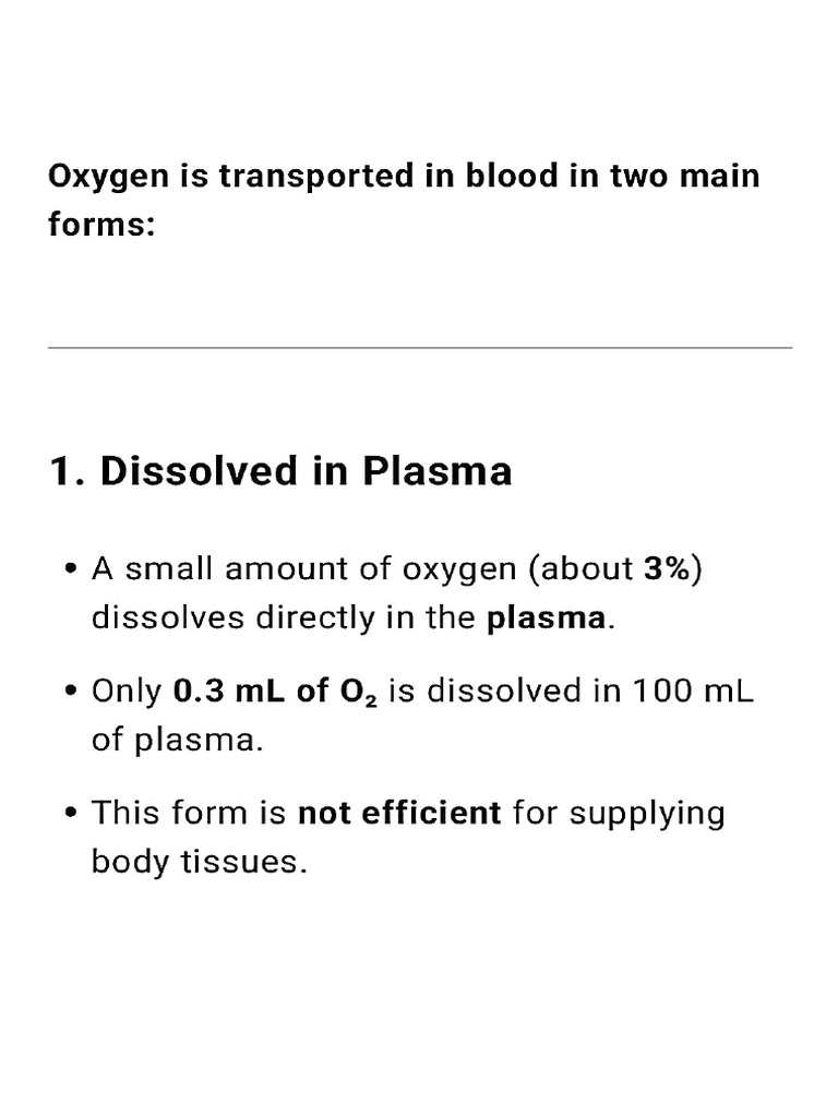 Oxygen Transport | PDF