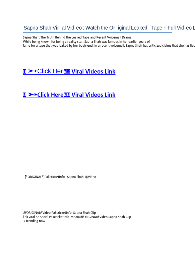 Sapna Shah Viral Video - Watch The Original Leaked Tape + Full Video Link | PDF