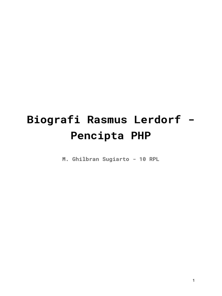 Biografi Rasmus Lerdorf - Pencipta PHP | PDF