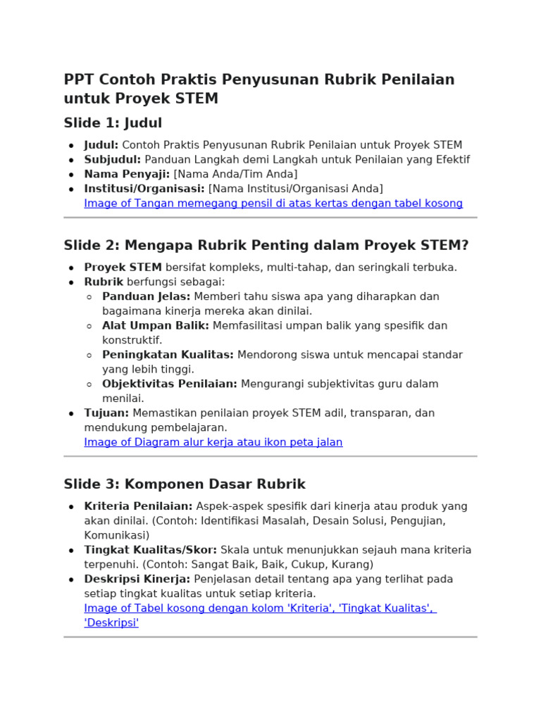 Panduan Penyusunan Rubrik Penilaian STEM | PDF