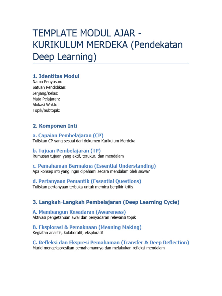 Template Modul Ajar Deeplearning KM | PDF