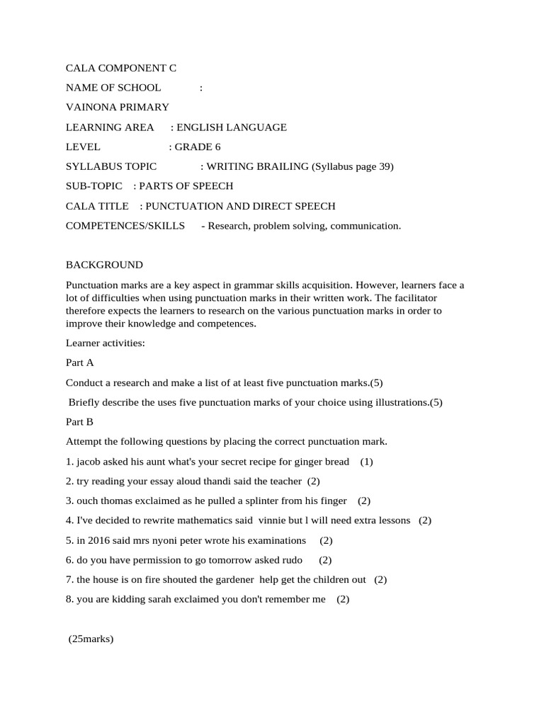 English Cala Component C | PDF