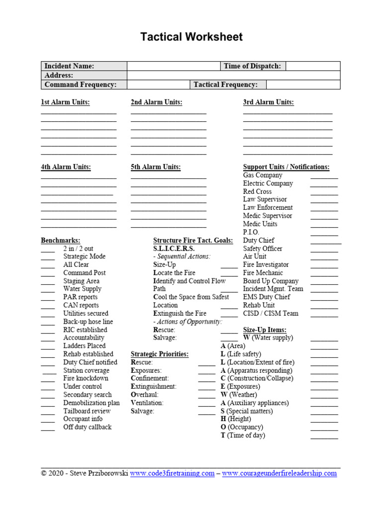 Tactical Worksheet 2020 Version | PDF | Safety