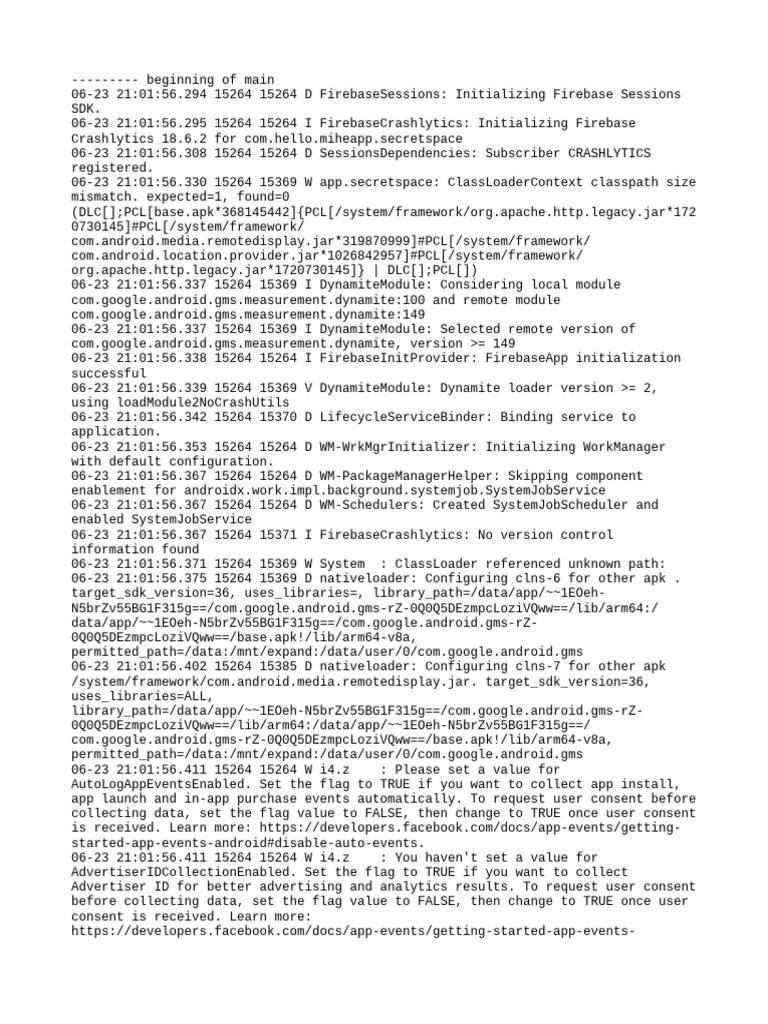 Com - Hello.miheapp - Secretspace Logcat | PDF | Android (Operating System) | Computing