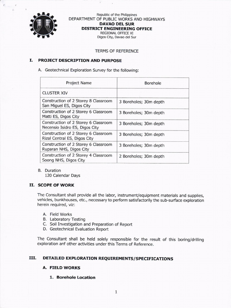 Geotech Exploration DPWH - Sample | PDF | Geotechnical Engineering ...