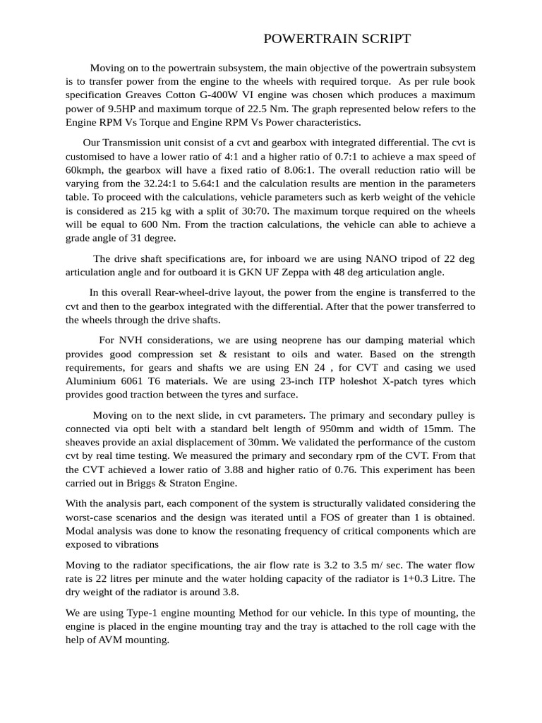 Powertrain Script For Phase 1final | PDF | Engines | Throttle