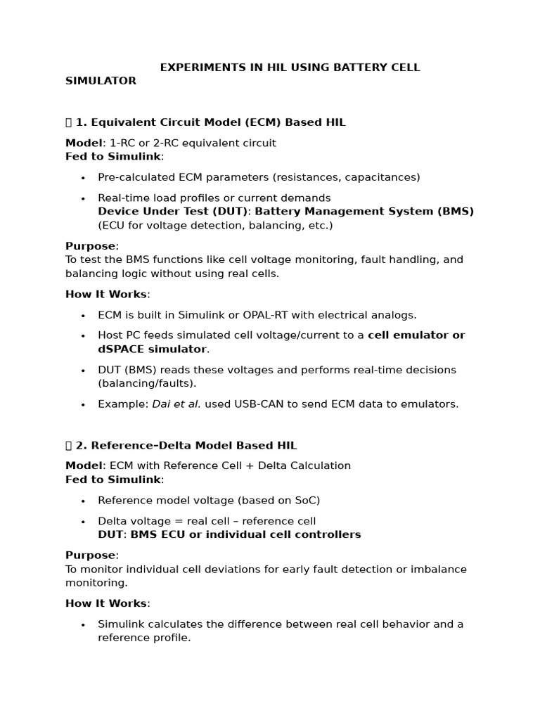 Experiments in Hil Using Battery Cell Simulator | PDF | Electrical ...
