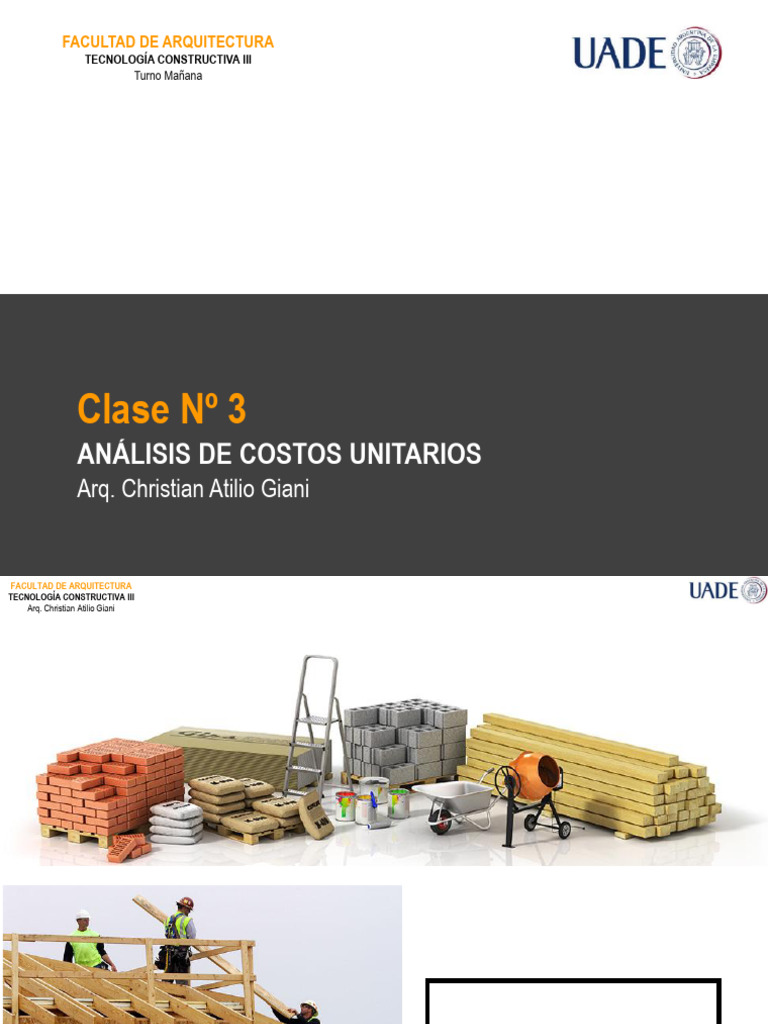 Clase 3 Costos Unitarios - TC III | PDF | Hormigón | Ingeniería de ...