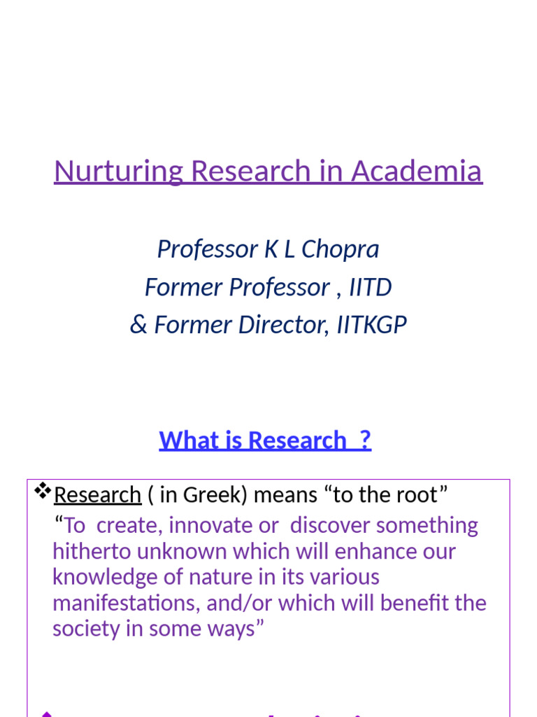 Nurturing Research in Academia-IITG | PDF | Entrepreneurship | Science