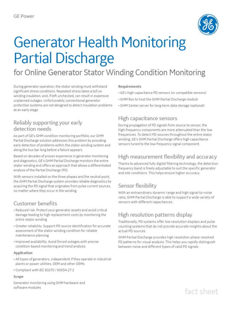 GE Partial Discharge Monitoring System | PDF | Electronics | Electricity